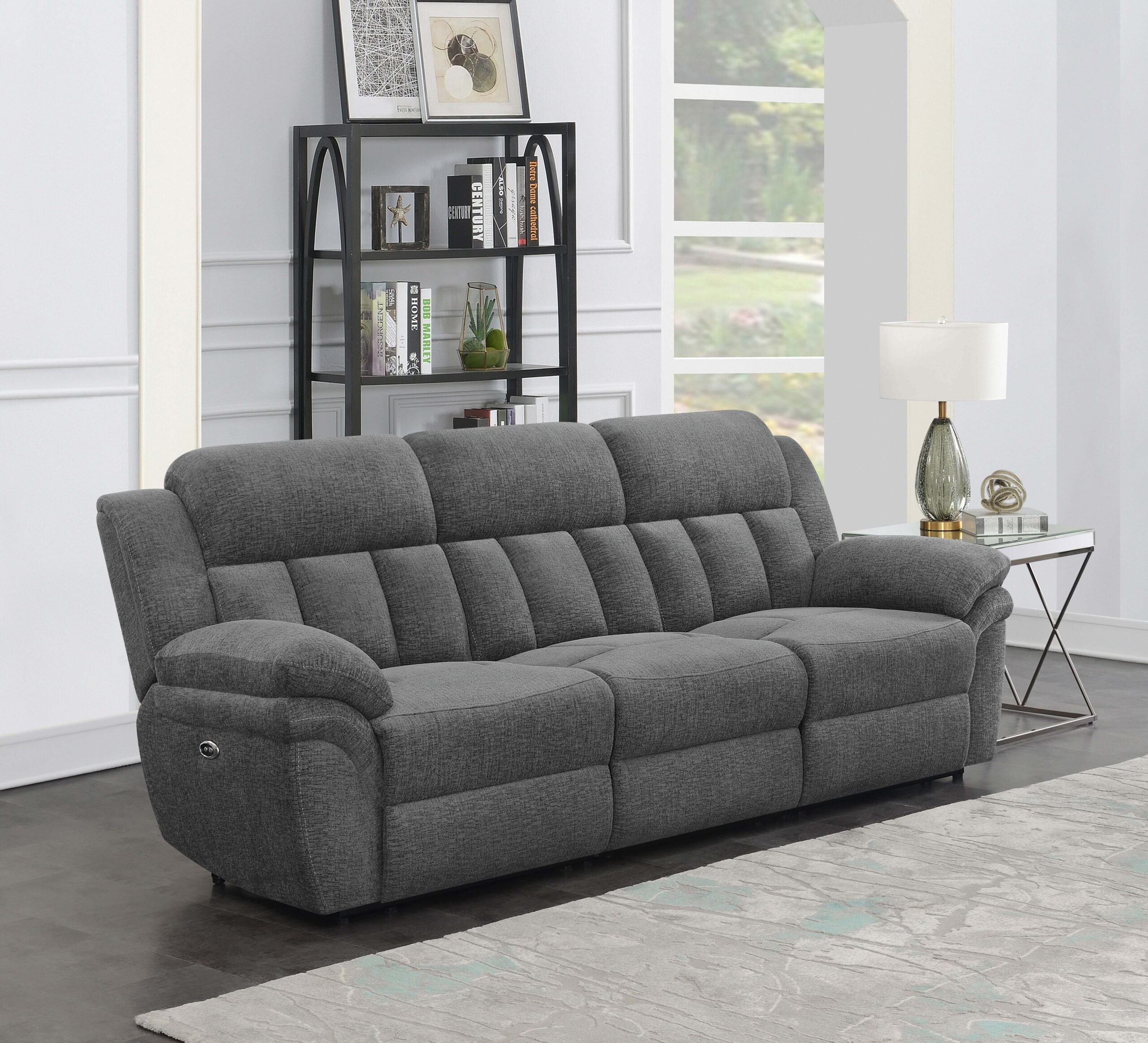 Bahrain Upholstered Power Sofa Charcoal – Mattress Land & Furniture